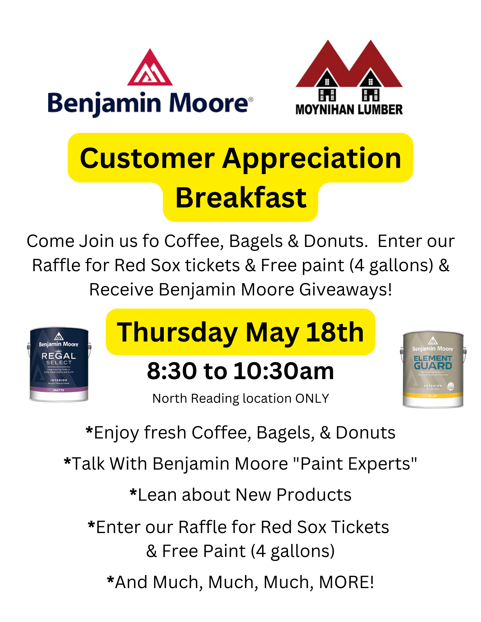 Customer Appreciation Breakfast - Thursday May 18th - Moynihan Lumber